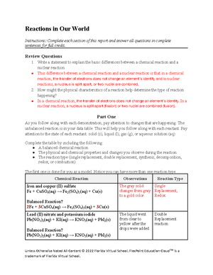 Types of Chemical Reactions - Guided notes - General equation: A + B → ...