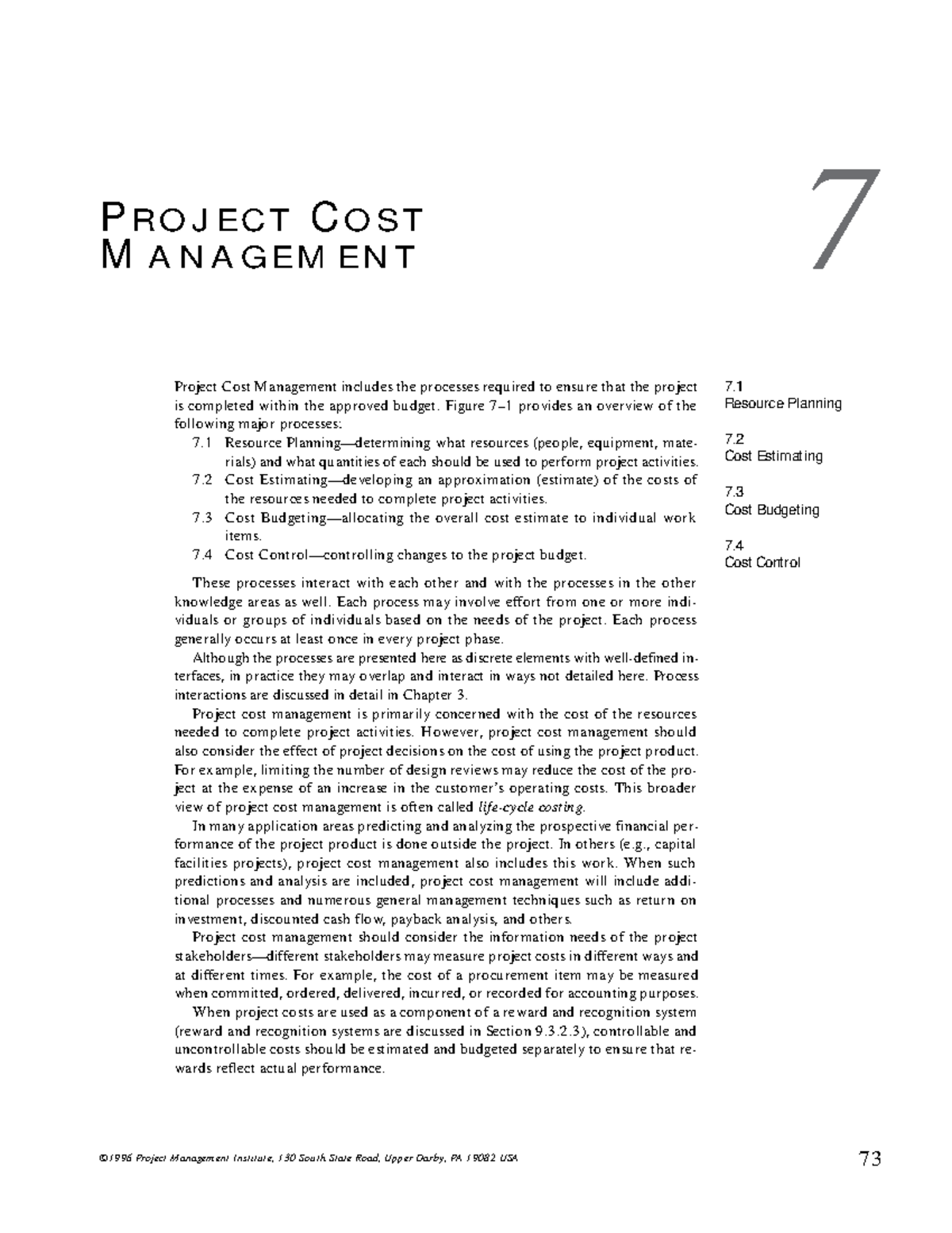 Pmbok 7 - PROJECT COST MANAGEMENT Project Cost Management includes the ...