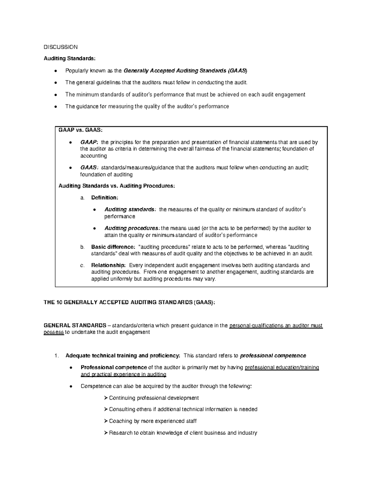Generally Accepted Auditing Standards (GAAS) - The minimum standards of ...