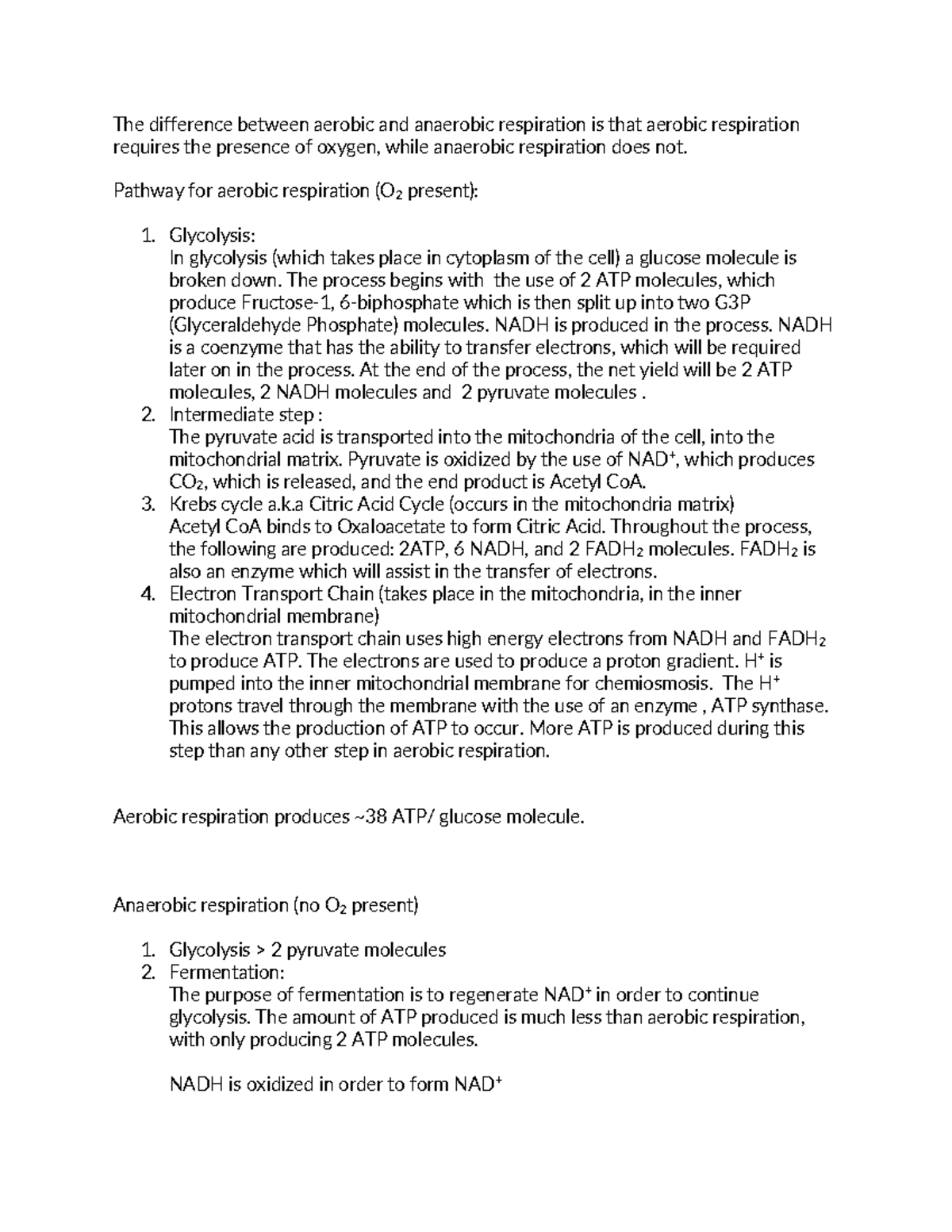 Glycolysis - The difference between aerobic and anaerobic respiration ...