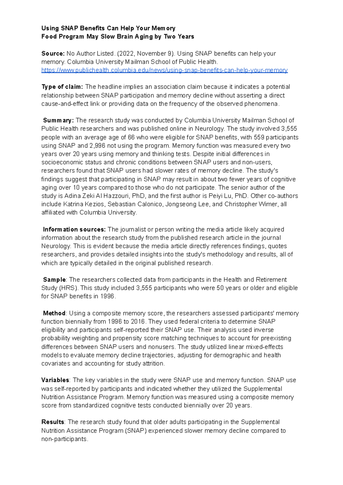 Using SNAP Benefits Can Help Your Memory (1) - Using SNAP Benefits Can ...