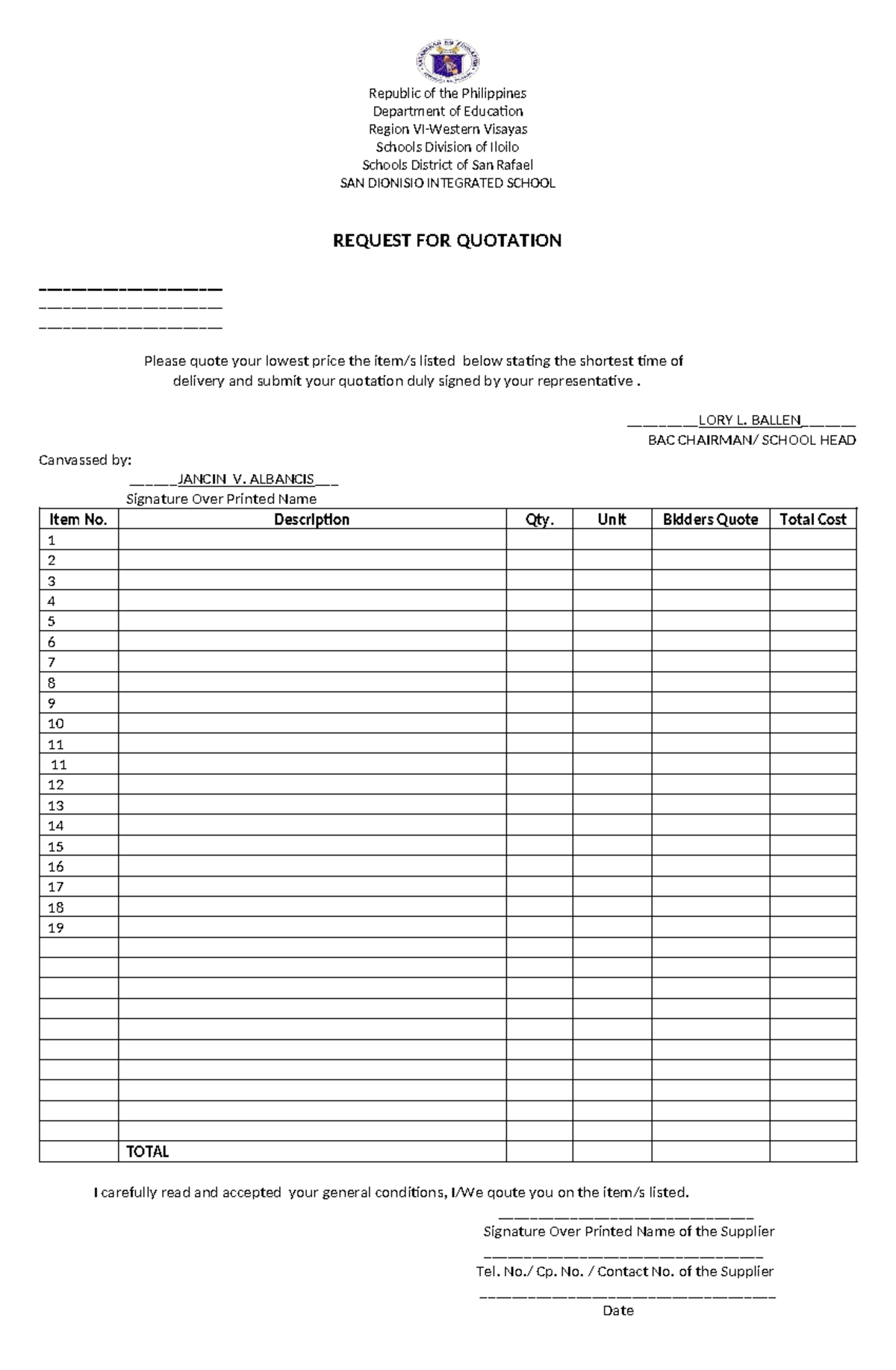 MOOE PR - Republic of the Philippines Department of Education Region VI ...