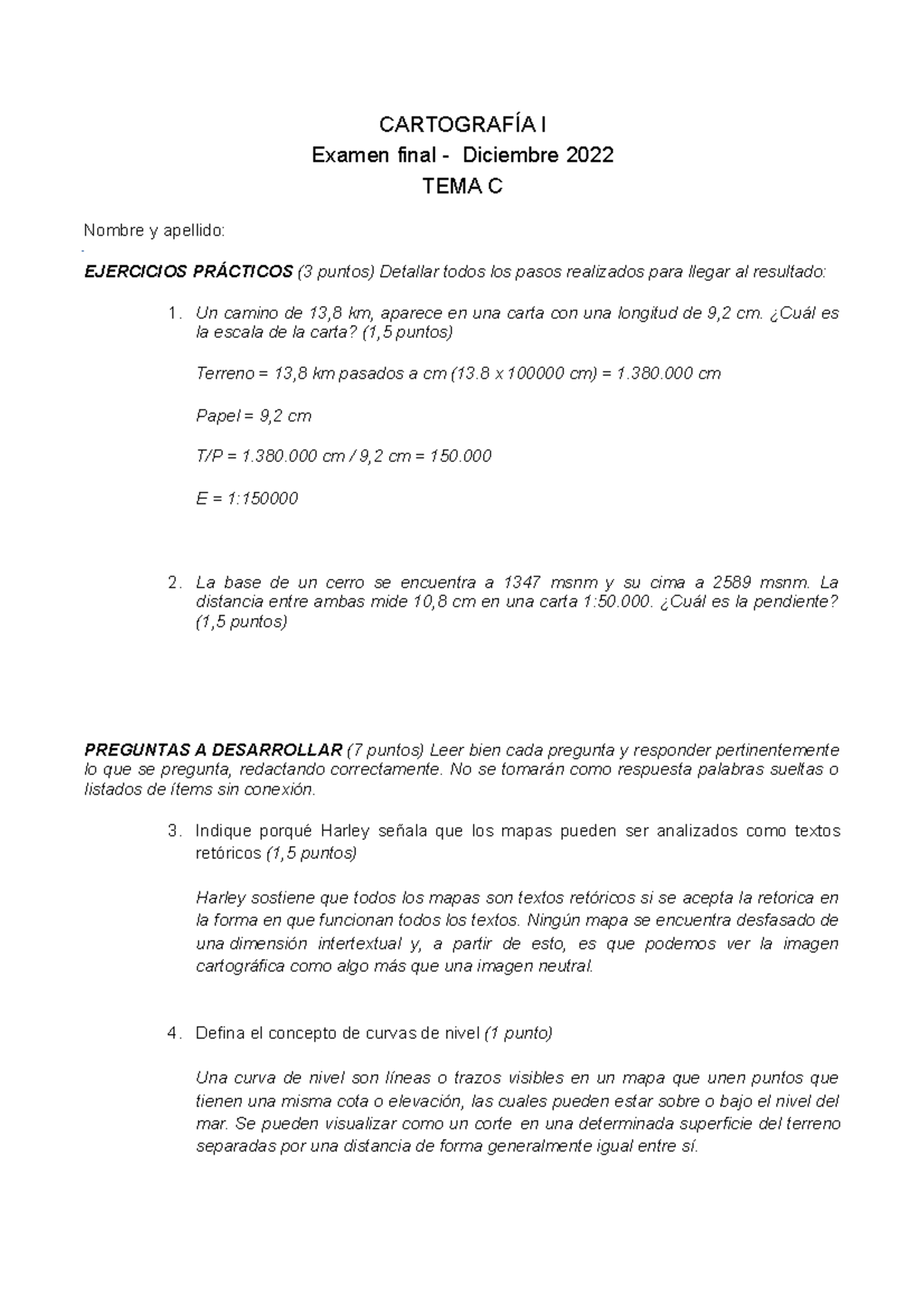 Final Cartografia I TEMA C - CARTOGRAFÍA I Examen final - Diciembre ...