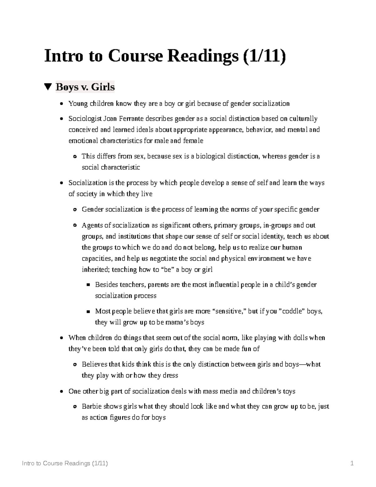 Intro to Course Readings - Girls Young children know they are a boy or ...