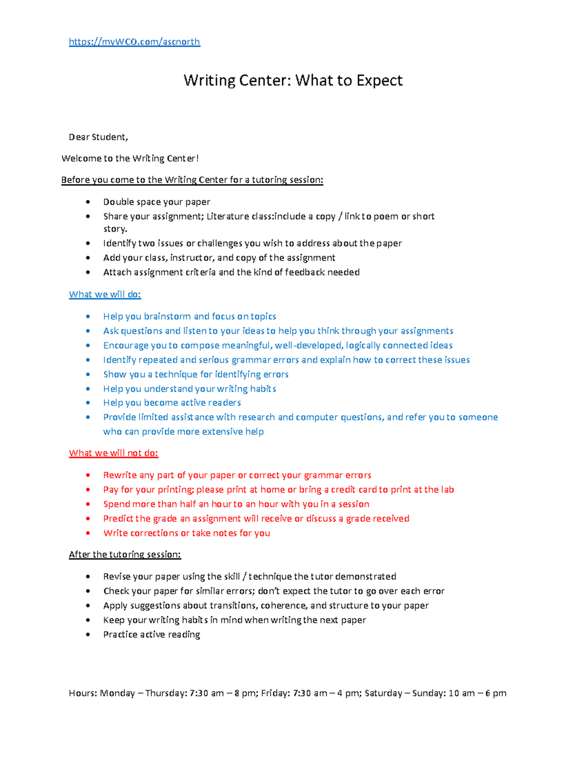 Welcome to the Writing Center - include a copy / link to poem or short ...