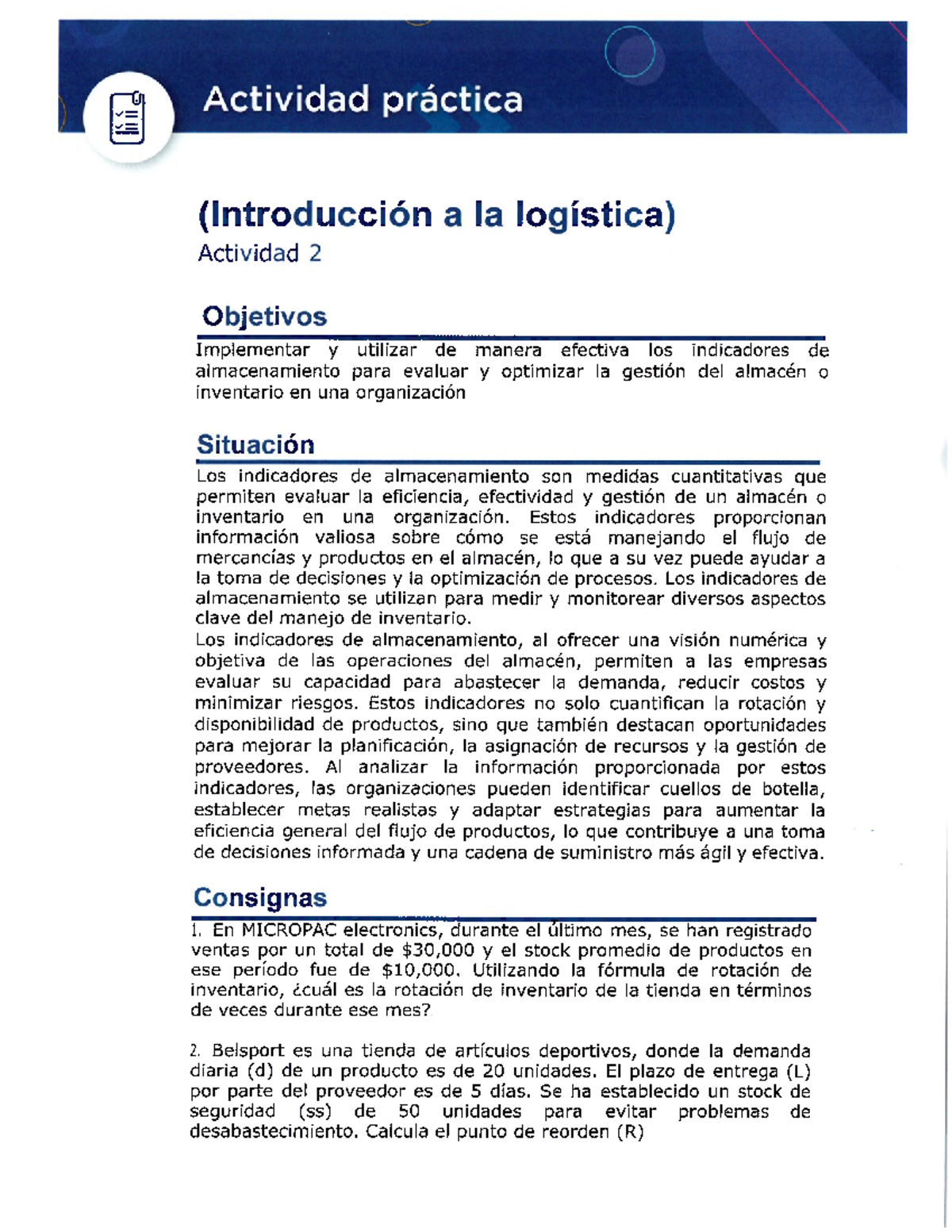 API2-1-Cristina Espinoza Altamirano - Actividad práctica (Introducción a la logística) Actividad ...