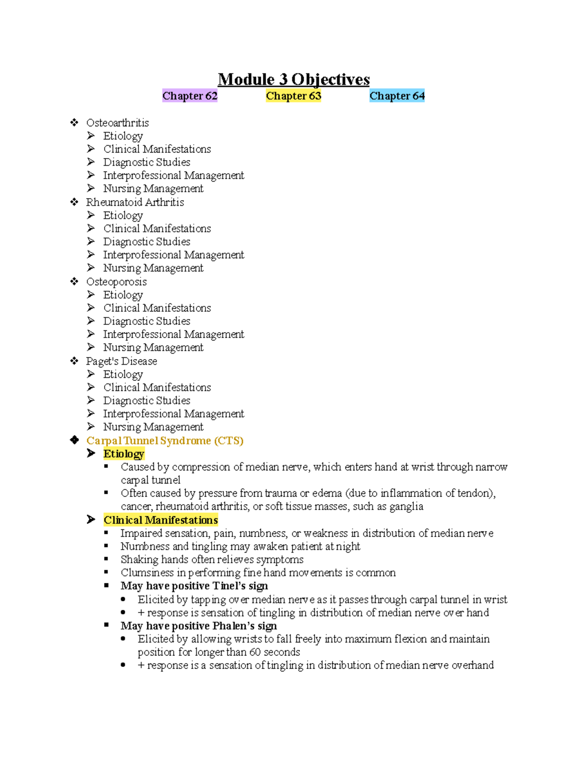 Module 3 Objectives - Module 3 Objectives Chapter 62 Chapter 63 Chapter ...