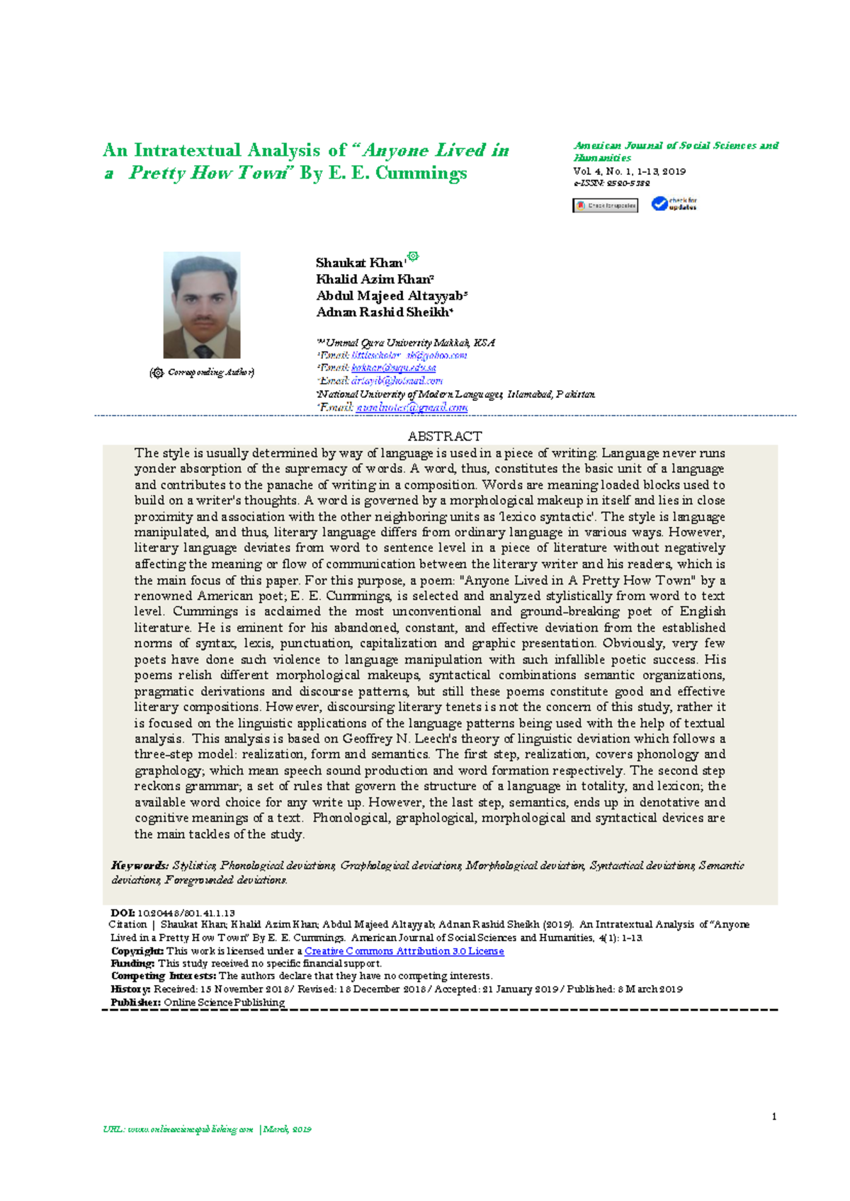 An Intratextual Analysis of Anyone Lived in a Pret - E. Cummings ...