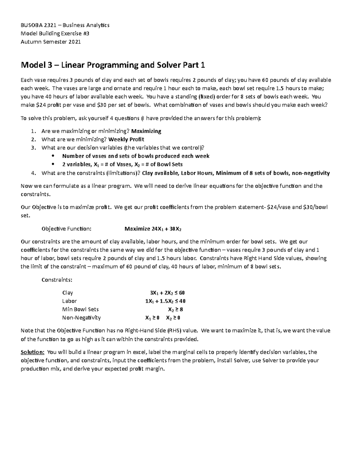 AU21 MBE3 mbe 3 instructions - BUSOBA 2321 – Business Analytics Model Building Exercise # Autumn ...