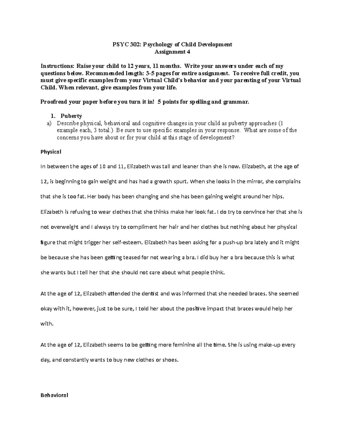 Assignment 4_MVC - PSYC 302: Psychology of Child DevelopmentAssignment 4 Instructions: Raise ...