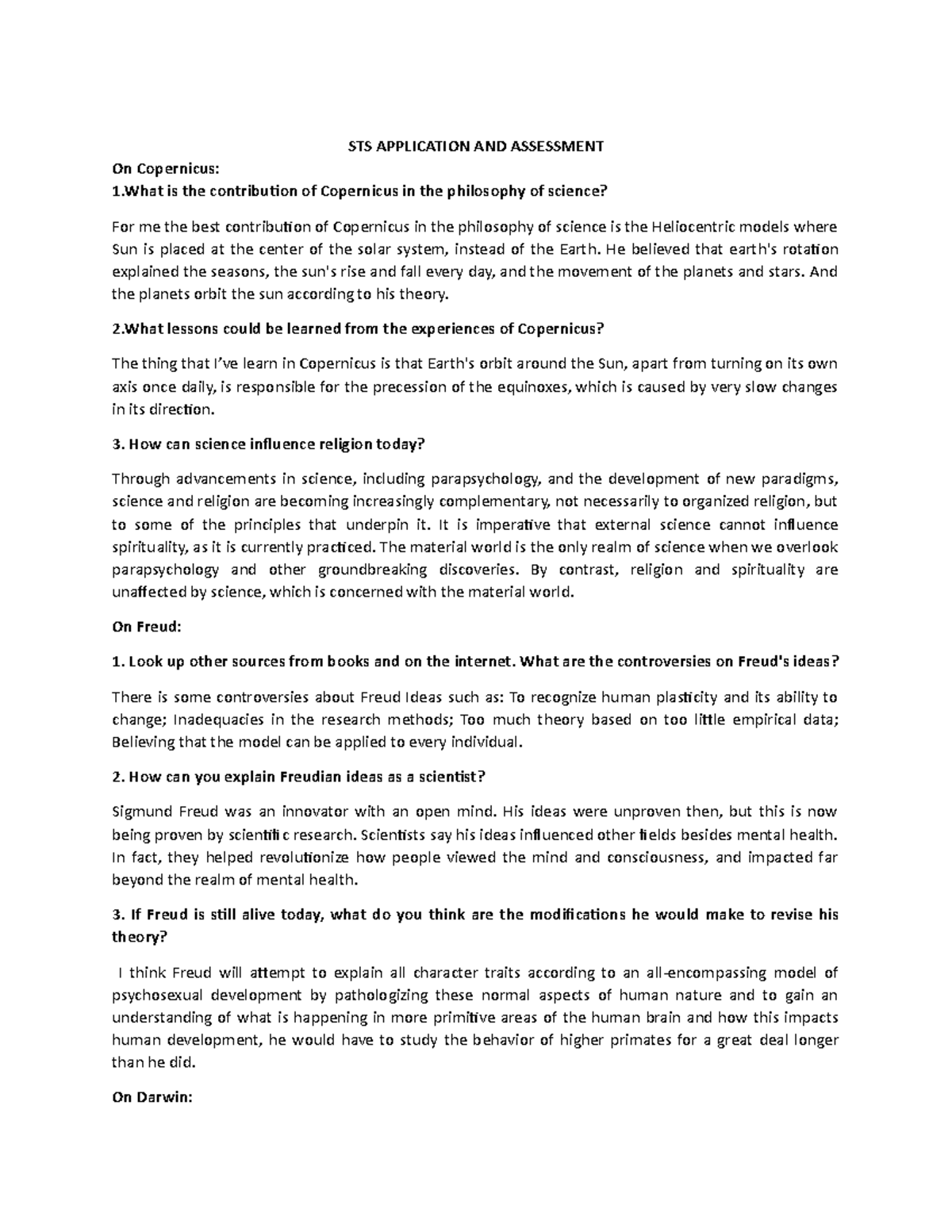 Sts - Application and assessment - STS APPLICATION AND ASSESSMENT On ...