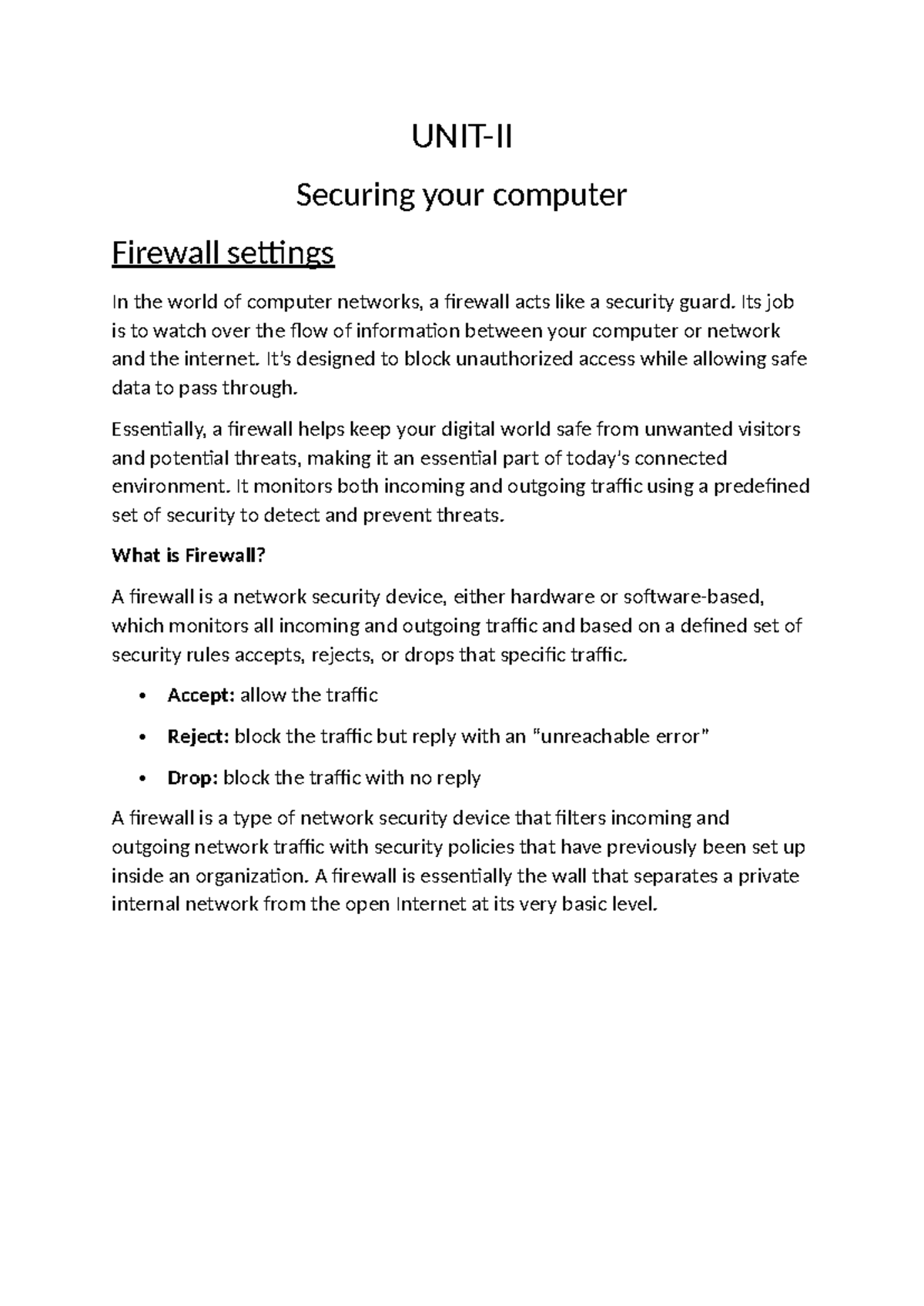 Cyber security unit2 - IT IS USEFUL FOR FINAL YEAR STUDENTS - UNIT-II Securing your computer ...