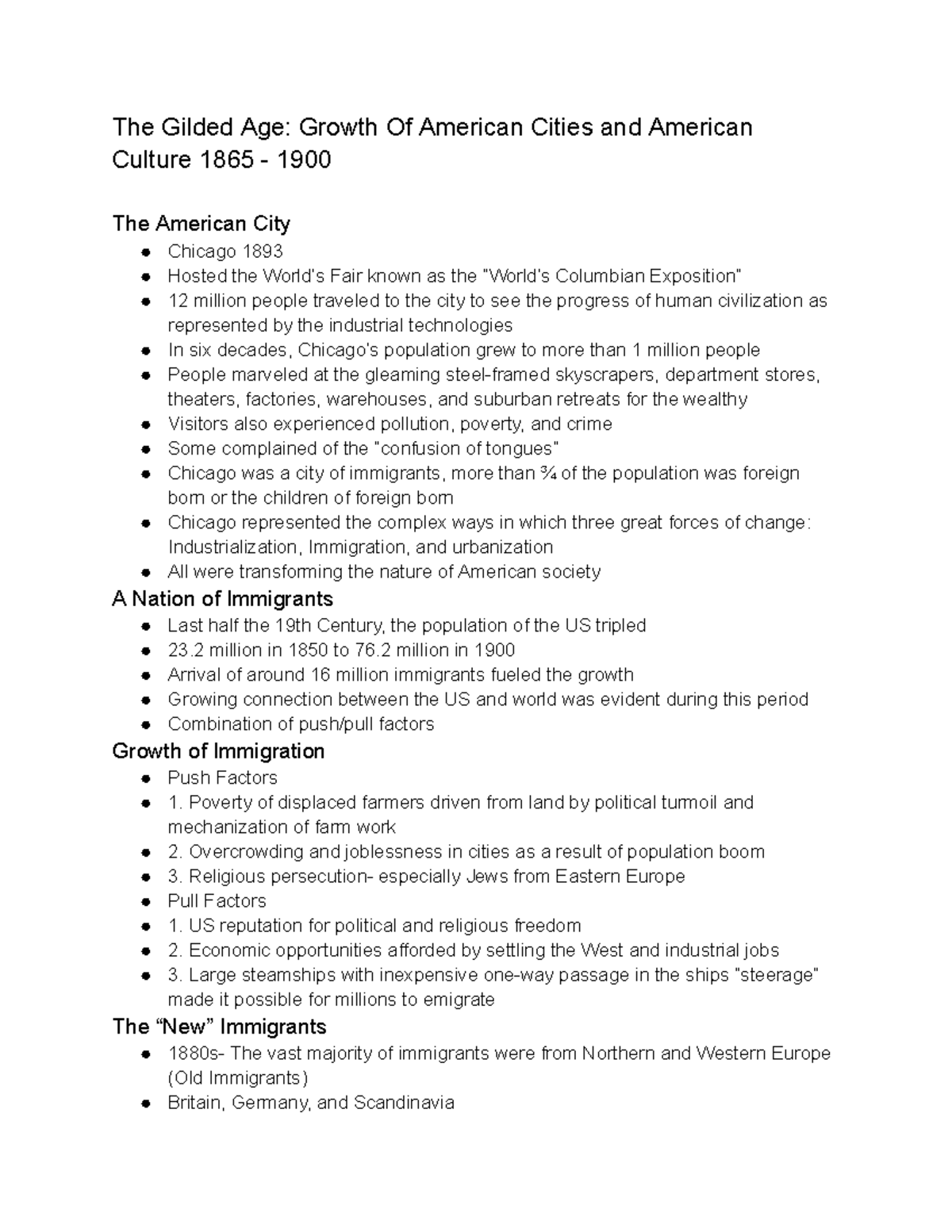 US Hitory notes The Gilded Age - The Gilded Age: Growth Of American ...