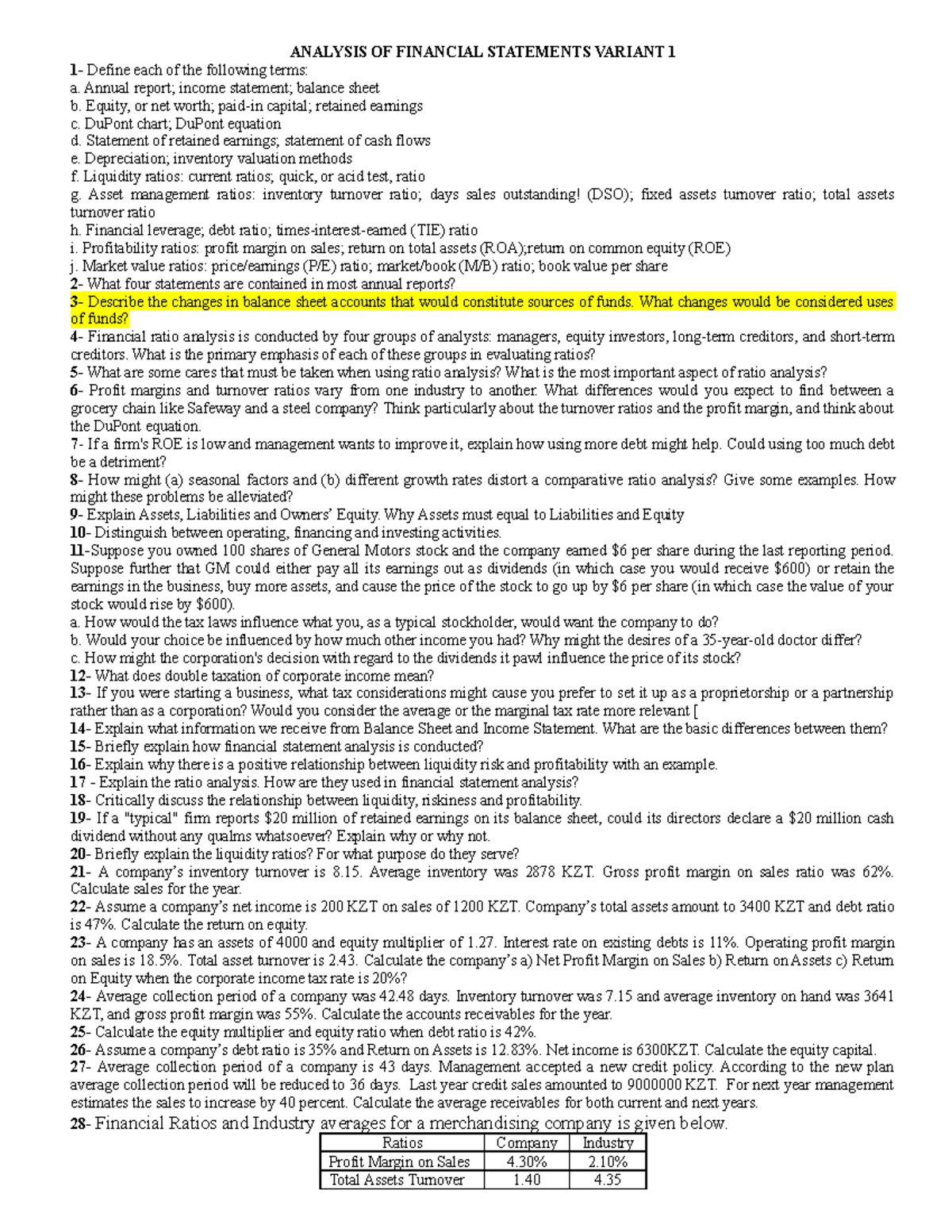 Financial Statements Analysis - ANALYSIS OF FINANCIAL STATEMENTS ...