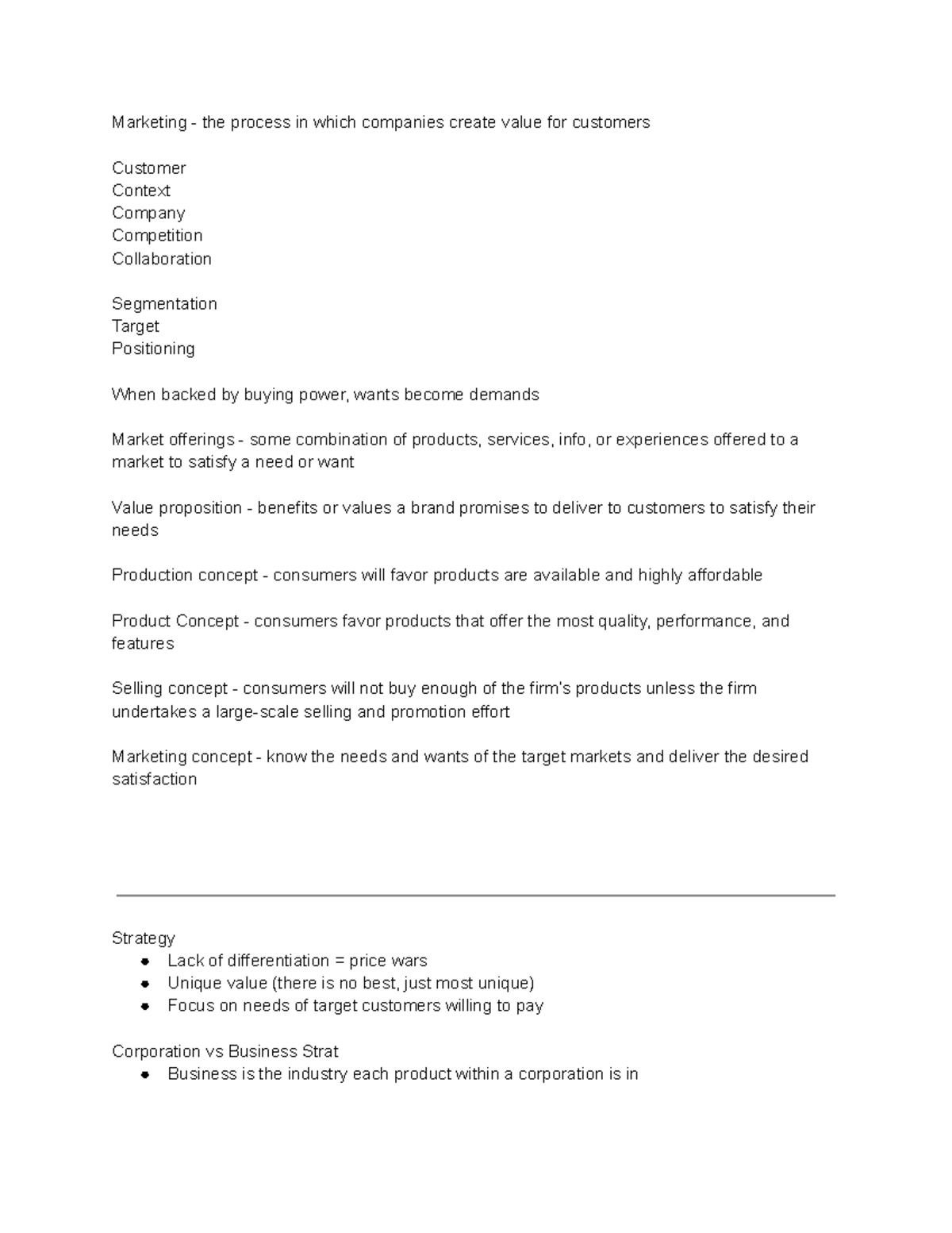 Marketing Exam 1 Notes - Marketing - the process in which companies ...