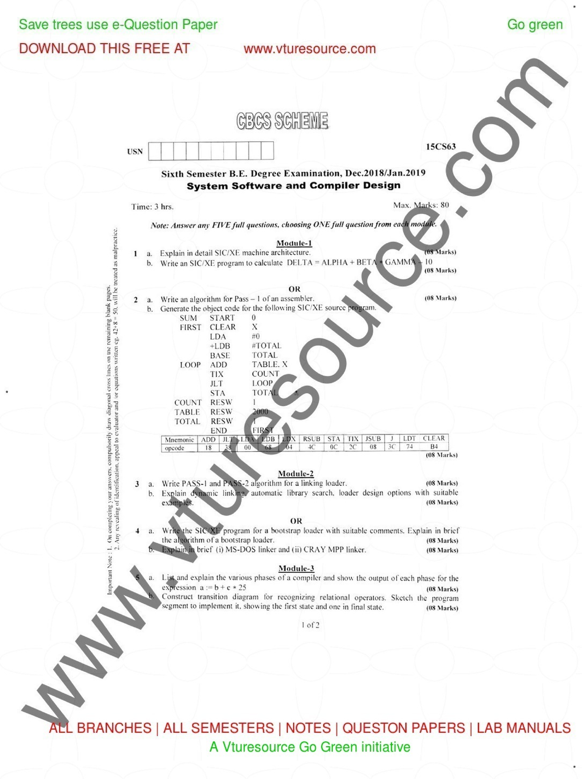 Jan-2019 - question paper - system software and computer design - Studocu
