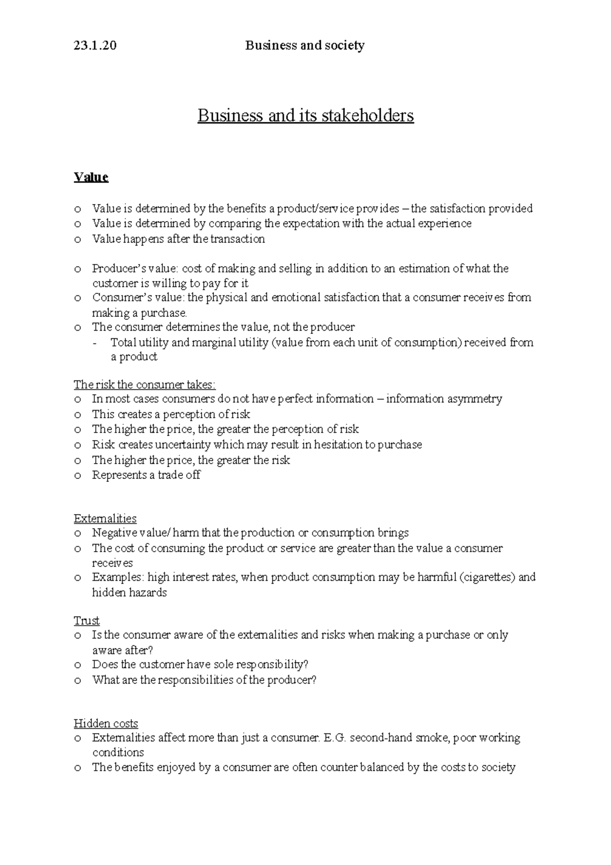 Business and its stakeholders - 23.1 Business and society Business and ...