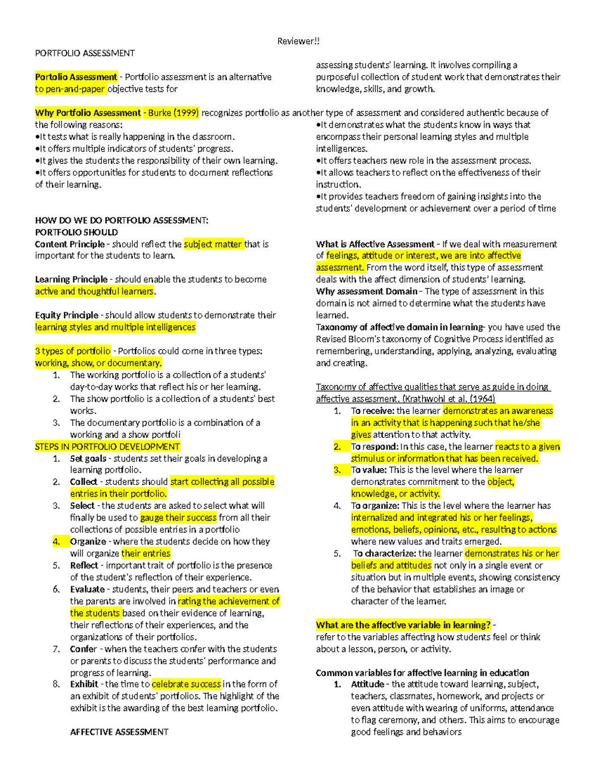 Reviewer-TTH - Reviewers that can help in study - Reviewer!! PORTFOLIO ...