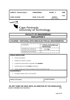 2022 Electronics 1 Test 2 paper - SUBJECT: Electronics 1 ECP ANNEXURE(S ...