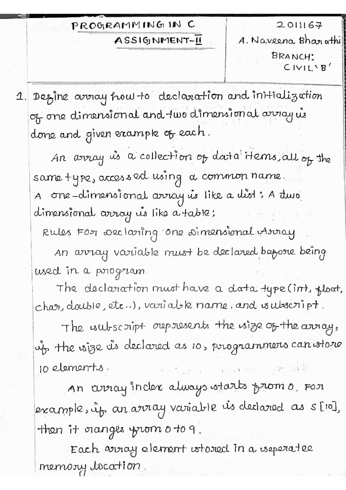 Assignment 2 C 2011 167 - Computer Science and Engineering - Studocu