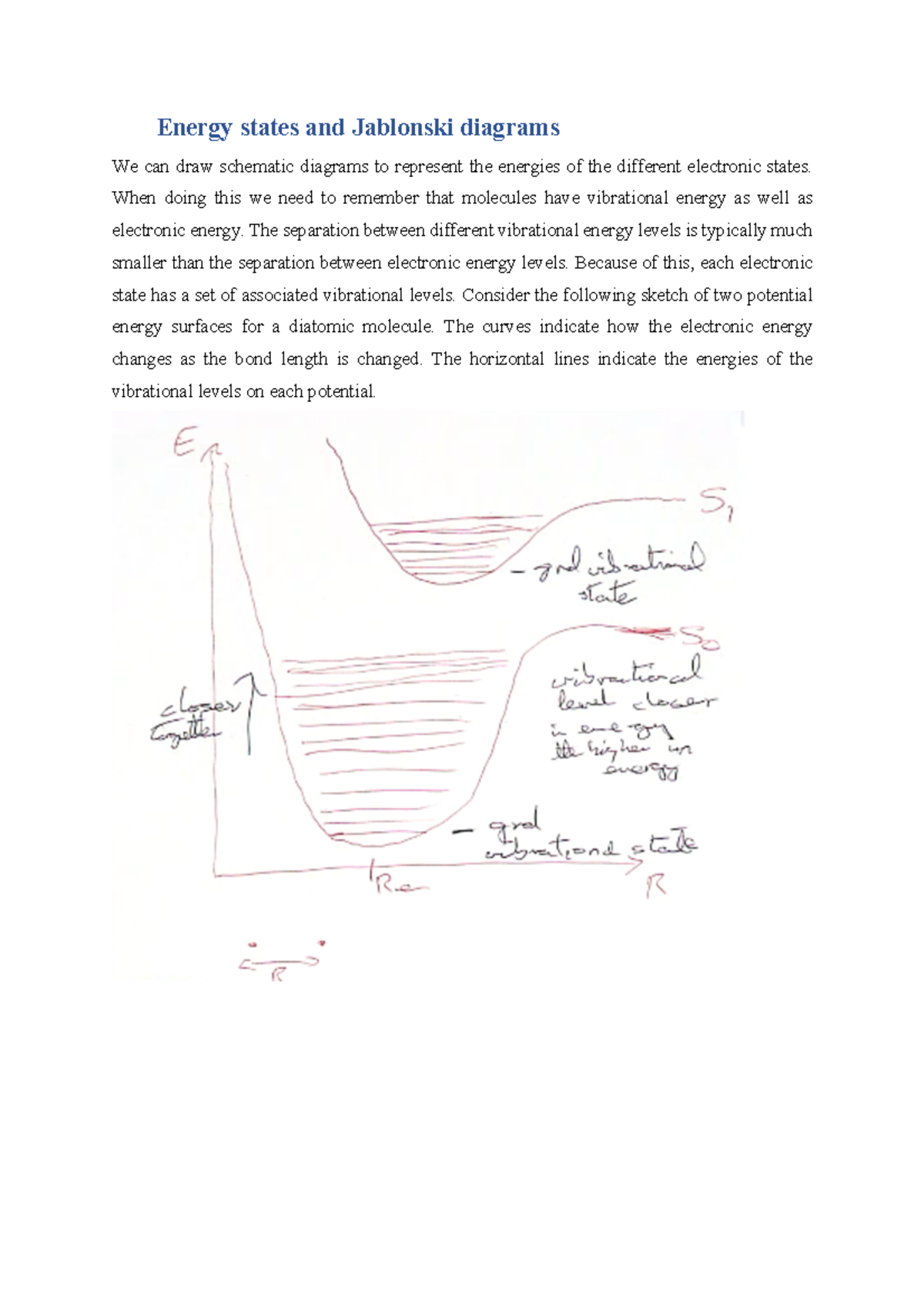Energy states and Jablonski diagrams - When doing this we need to ...