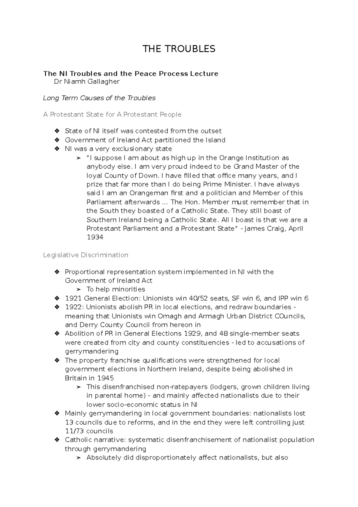 THE Troubles - Revision notes including primary sources, lecture notes ...