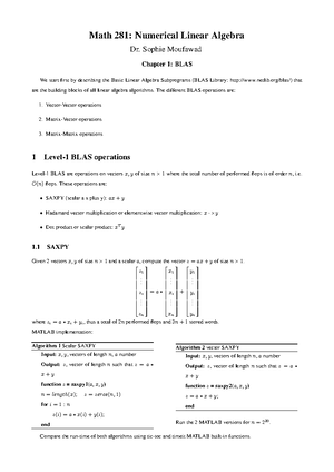 Review of Basic Concepts in Linear Algebra - Math 281: Numerical Linear Algebra Dr. Sophie ...