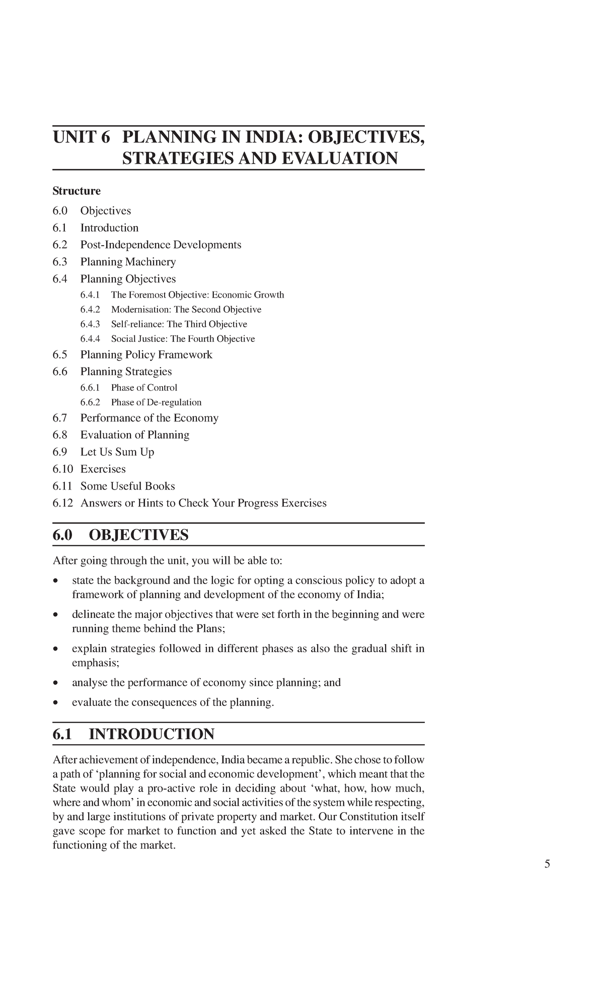 Unit-6 - Must read - UNIT 6 PLANNING IN INDIA: OBJECTIVES, STRATEGIES ...