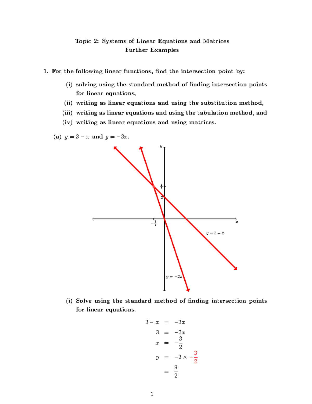 Topic 2 - Further Examples Solutions - Topic 2: Systems of Linear ...