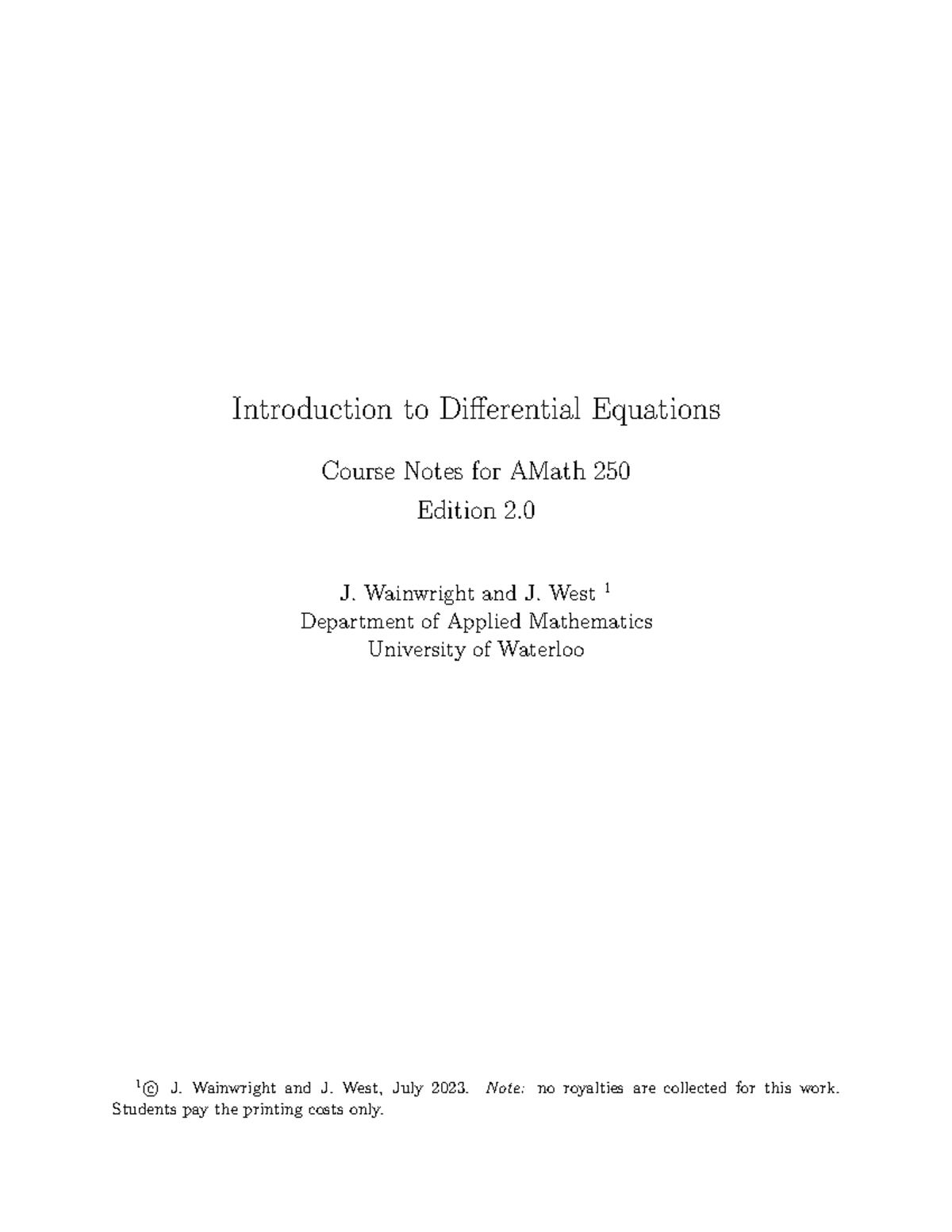 AMath 250 Notes ed2 - Textbook - Introduction to Differential Equations ...