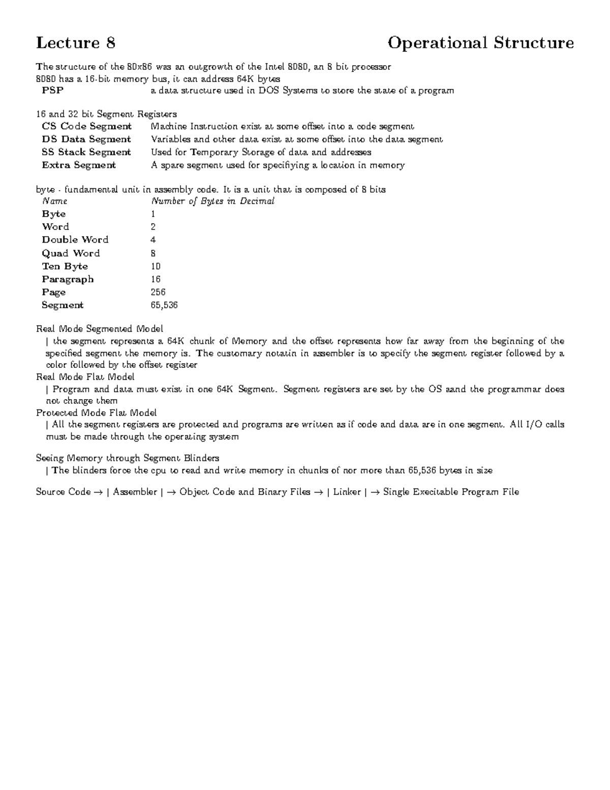 Lec8notes - Lecture notes 8 - Lecture 8 Operational Structure The ...