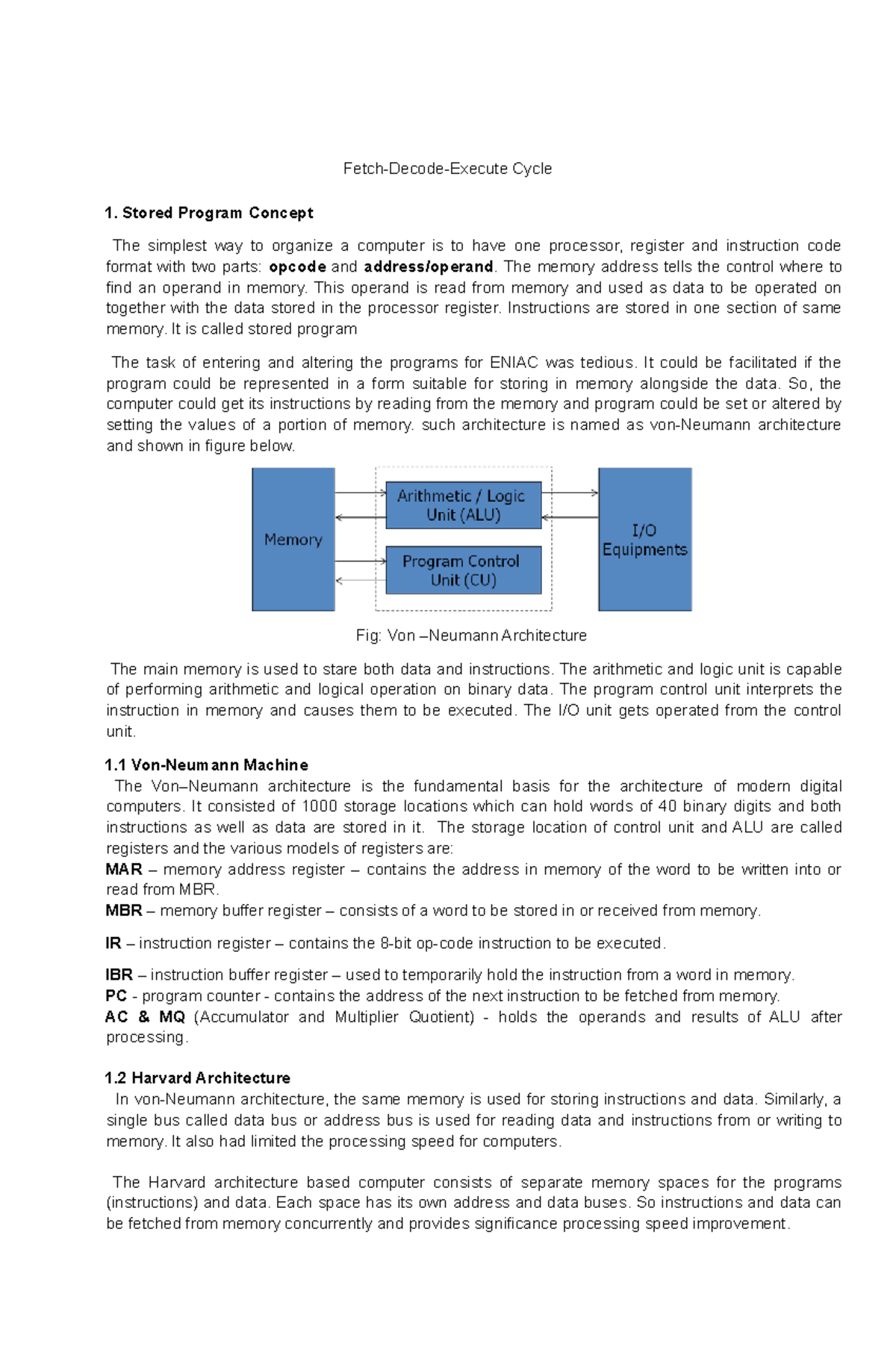 Fetch-Decode-Execute Cycle - Fetch-Decode-Execute Cycle Stored Program ...
