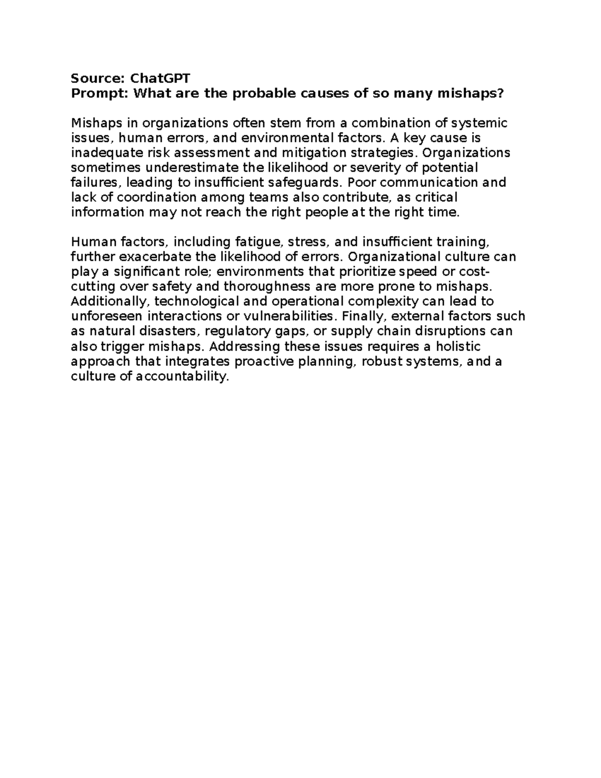 Chapter 13 case study - Homework - Source: ChatGPT Prompt: What are the probable causes of so ...