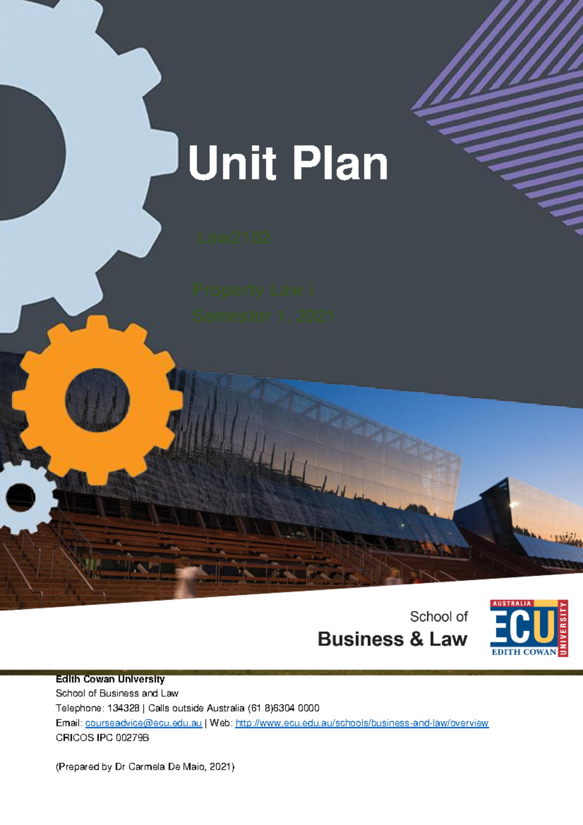 Unit Plan 2021 Property I - Edith Cowan University School of Business ...