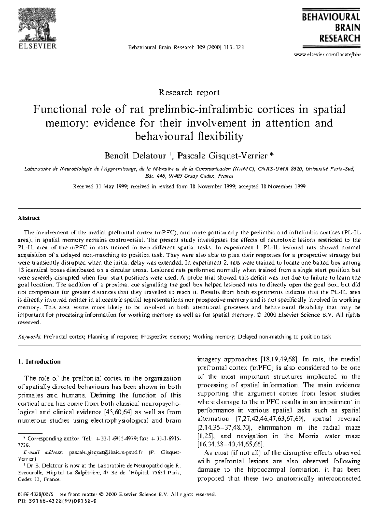 New2 - lecture - Behavioural Brain Research 109 (2000) 113– 128 ...