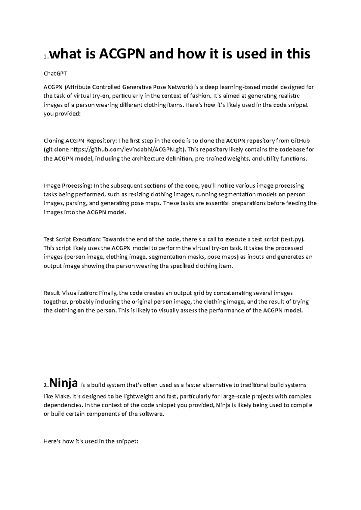 Project explaination 1 - 1 is ACGPN and how it is used in this ChatGPT ...