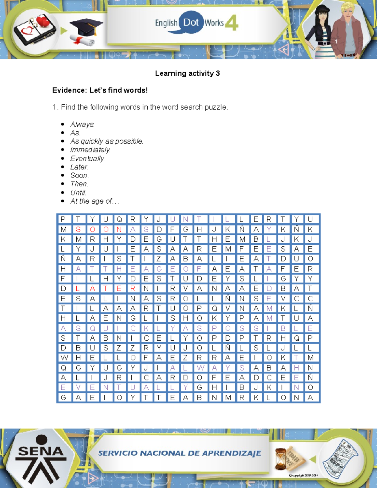Evidence Lets find words - Learning activity 3 Evidence: Let’s find ...