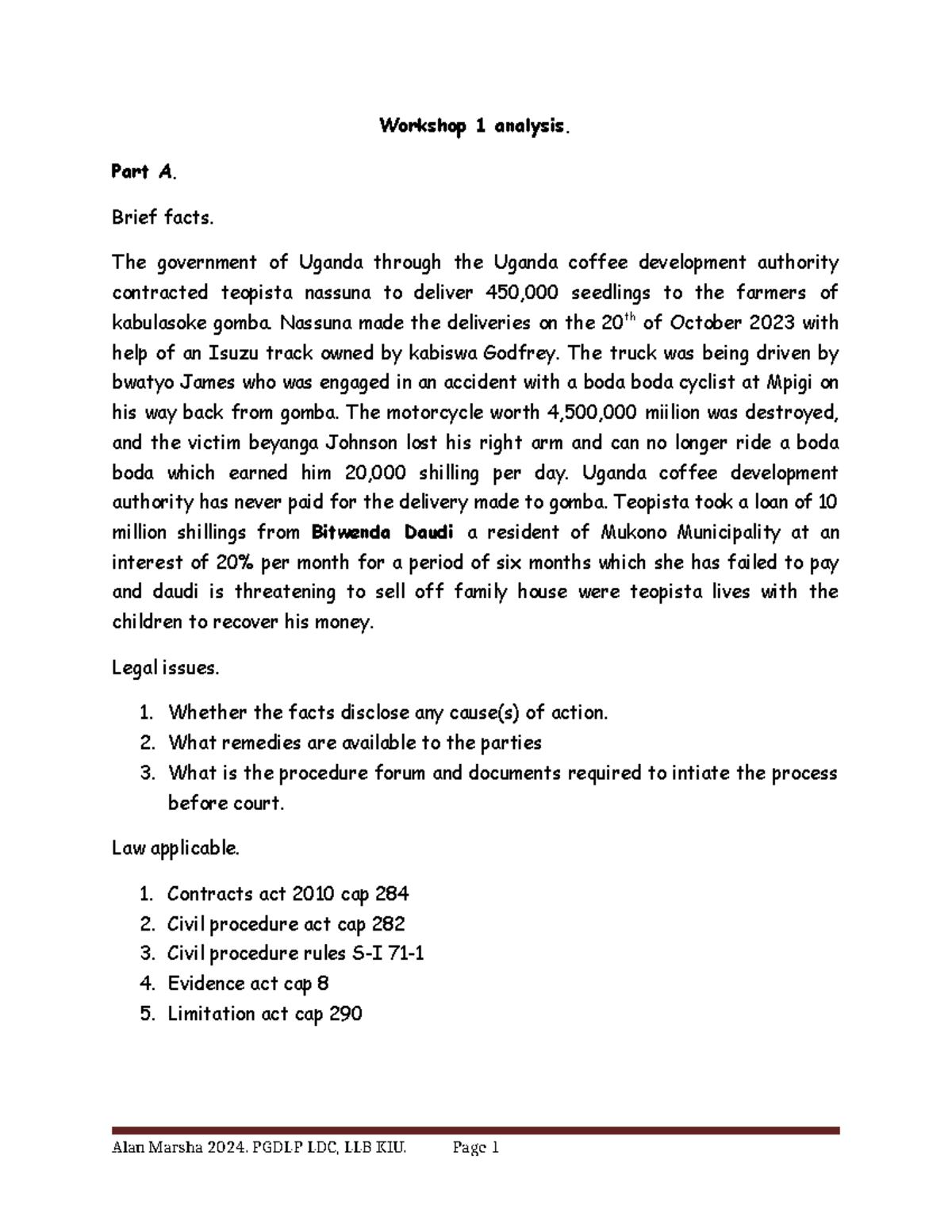 Workshop 1 Analysis - Tutorial work - Workshop 1 analysis. Part A ...