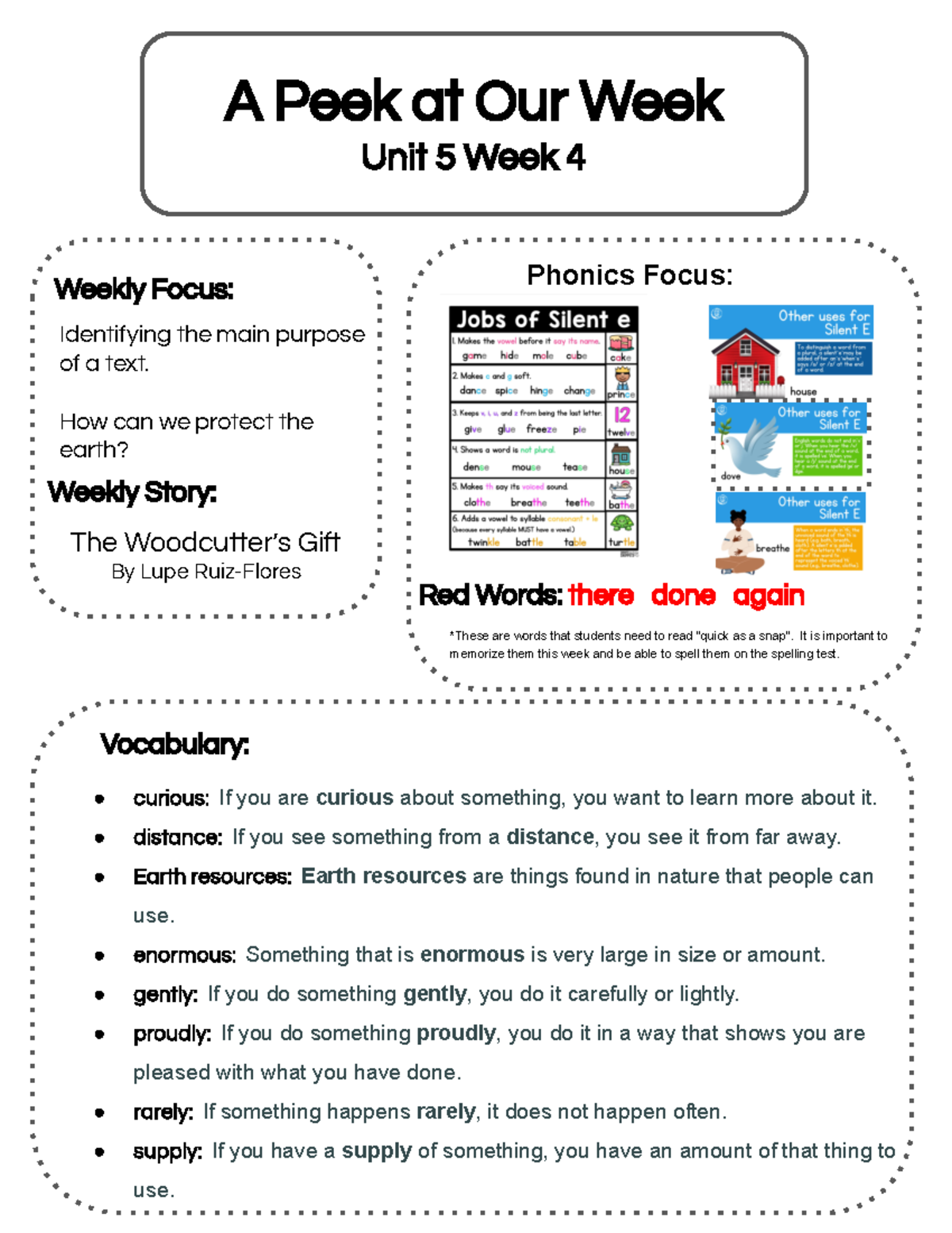 Unit 5 Week 4 A Peek at Our Week - A Peek at Our Week Unit 5 Week 4 ...