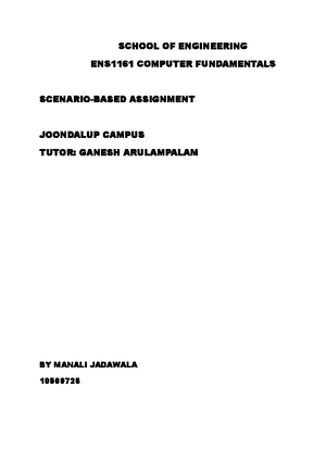 Assignment 3 - SCHOOL OF ENGINEERING ENS1161 COMPUTER FUNDAMENTALS ...