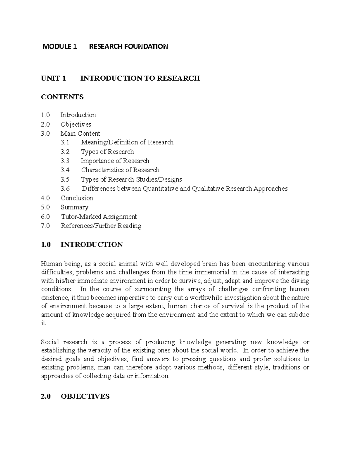Lectture one - Coursework - MODULE 1 RESEARCH FOUNDATION UNIT 1 ...