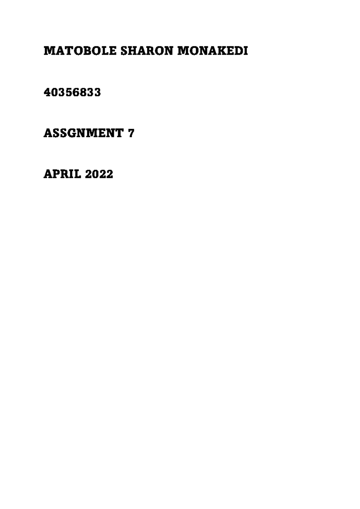 Matobole Sharon Monakedi week 7 - ENGV321 - MATOBOLE SHARON MONAKEDI ...