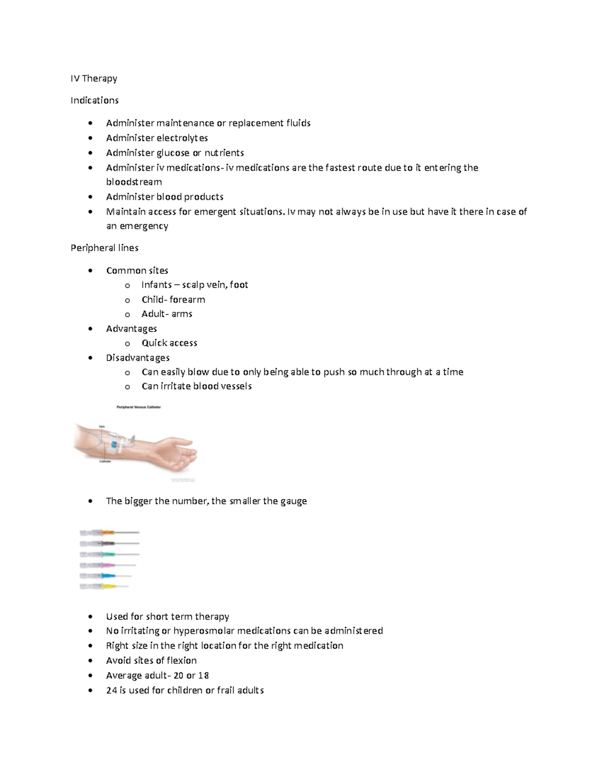 IV therapy -Nurs 102 - IV Therapy Indications Administer maintenance or ...