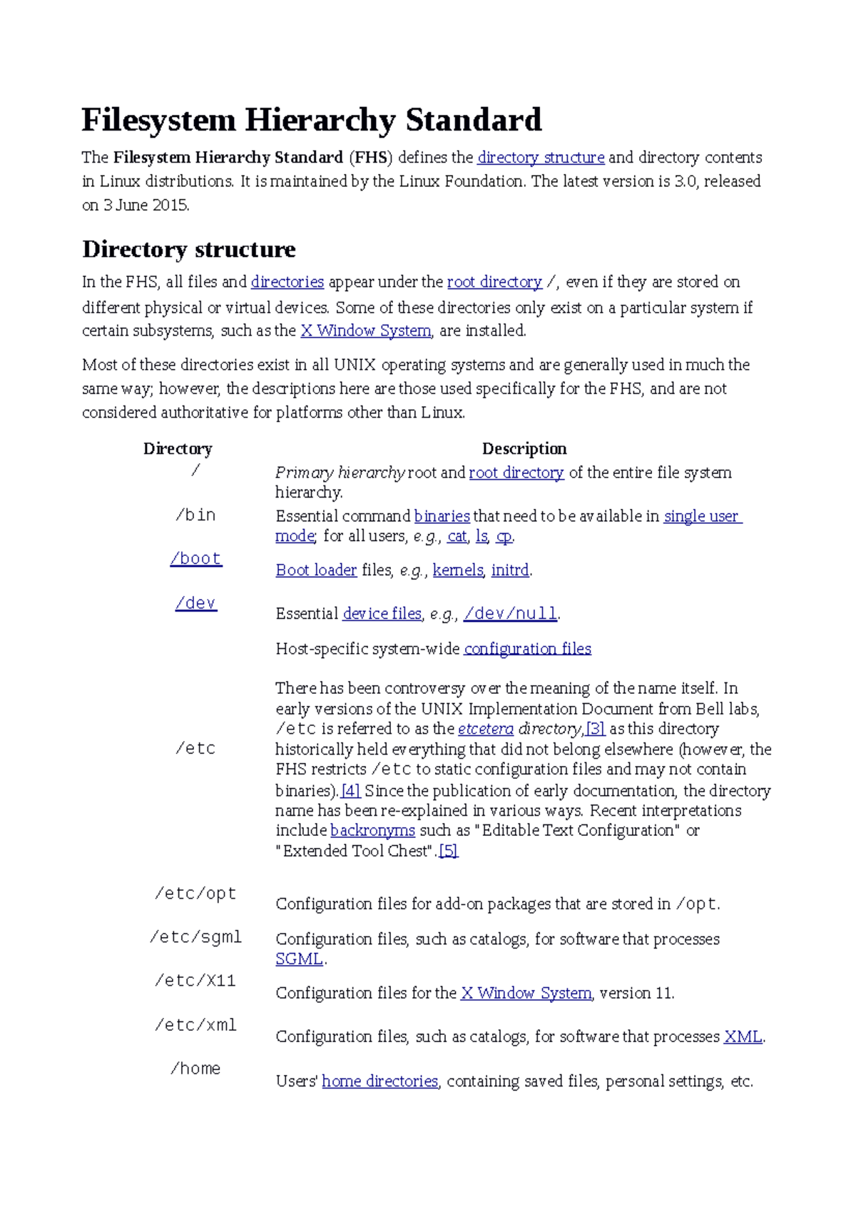 Filesystem Hierarchy Standard - It is maintained by the Linux ...