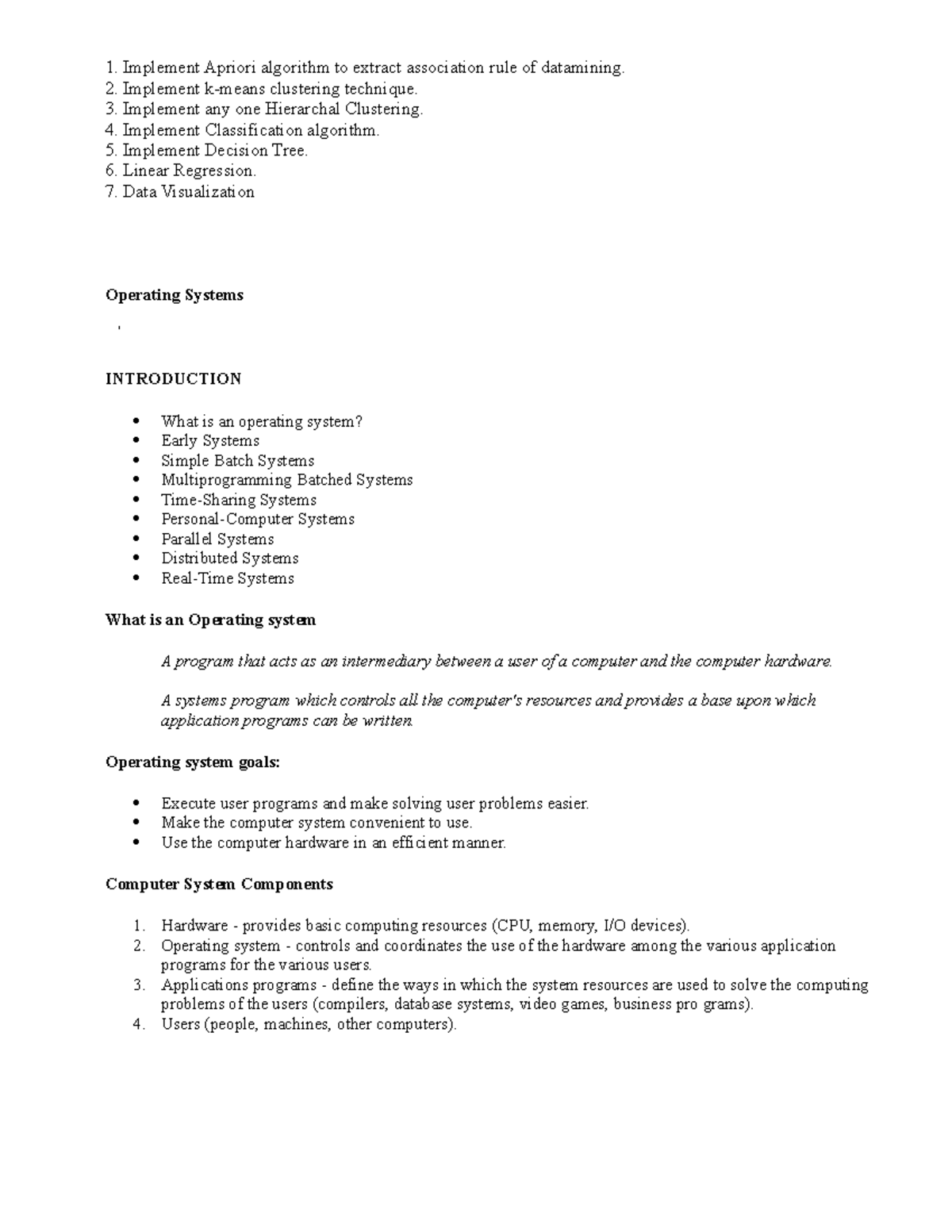 1 - DFA Material - 1. Implement Apriori algorithm to extract association rule of datamining. 2 ...