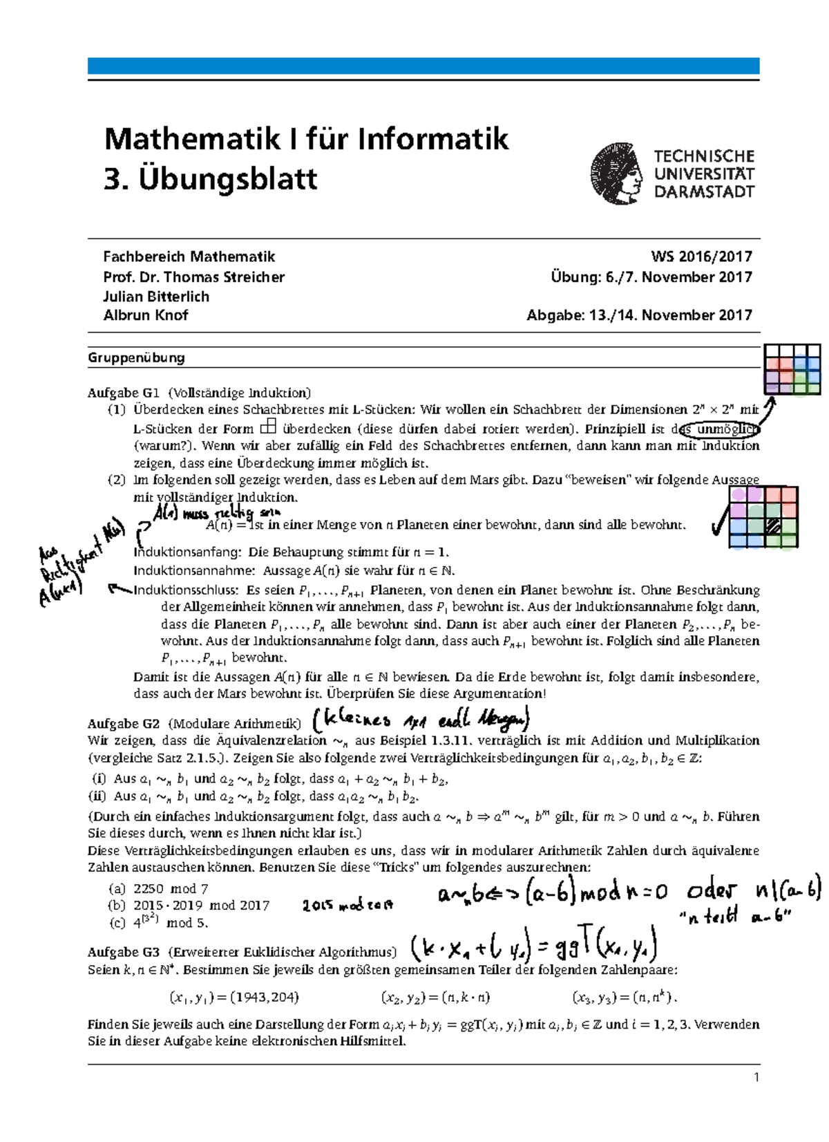 Mathe Inf 03 - Übung 3 - Übungsblatt, Aufgabenstellung - Mathematik I ...
