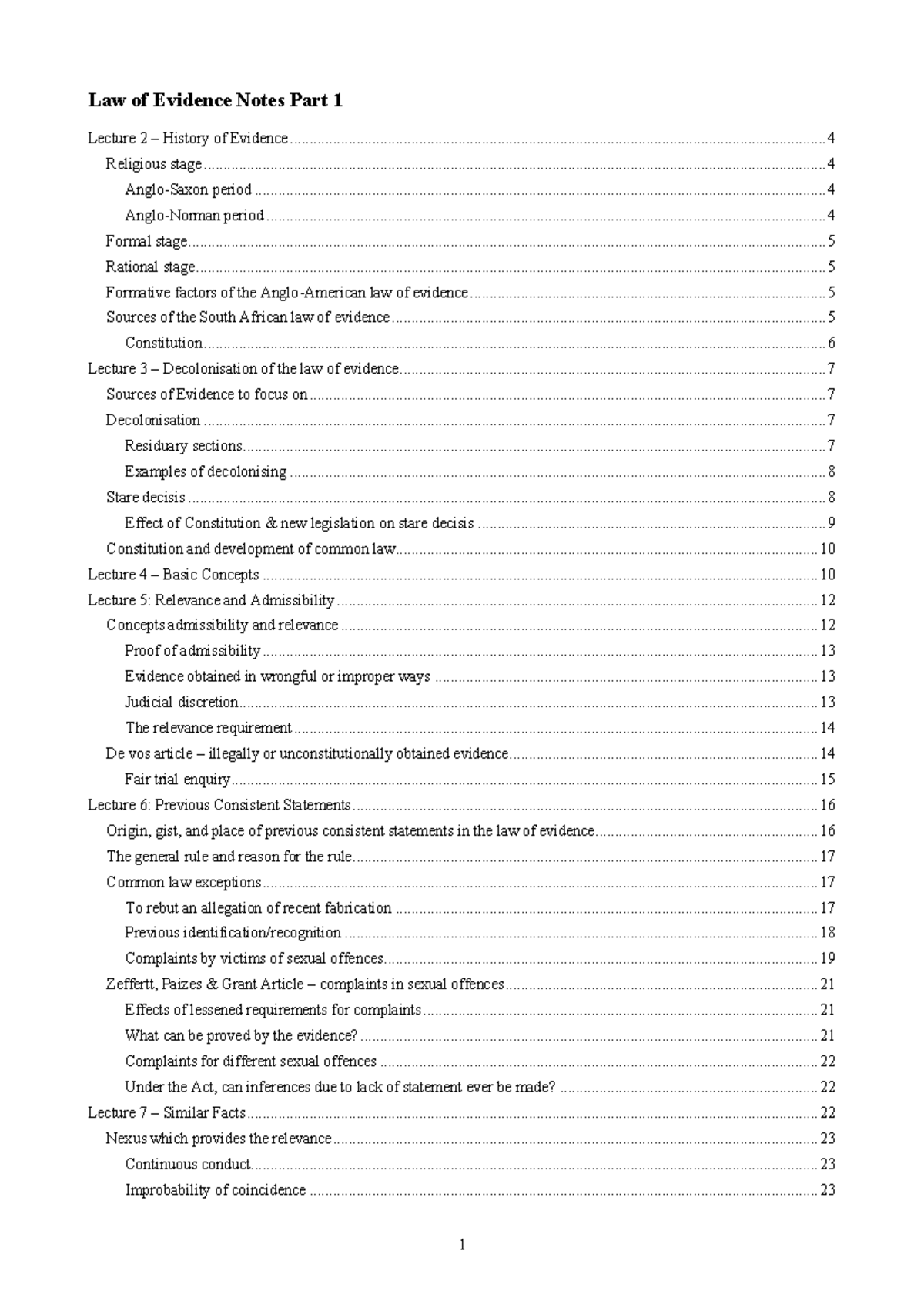 Evidence Notes Part 1 - Law of Evidence Notes Part Lecture 2 – History ...