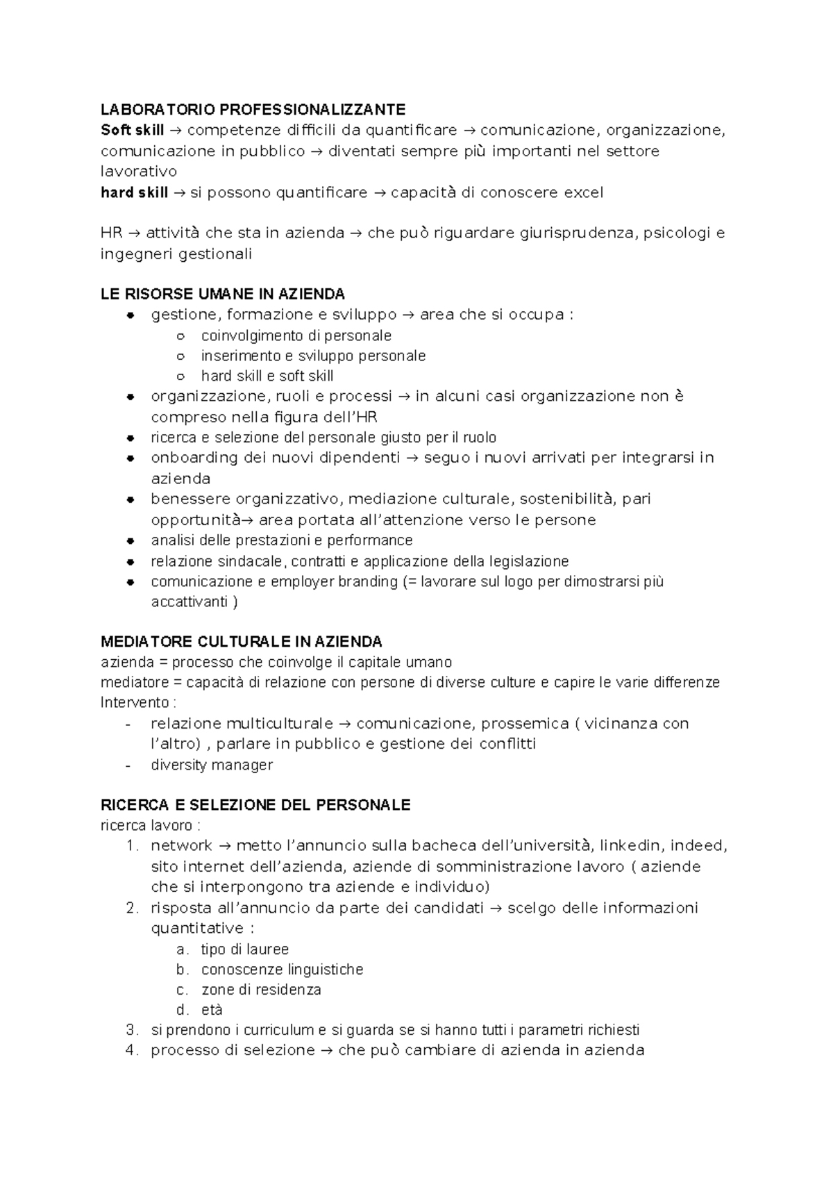 Laboratorio Linguistico - LABORATORIO PROFESSIONALIZZANTE Soft skill → competenze difficili da ...