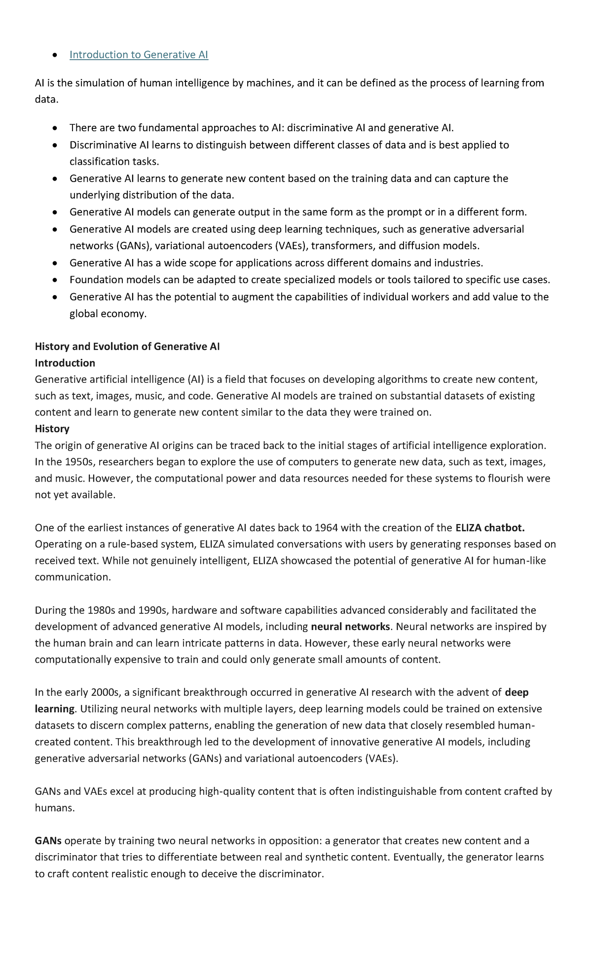 Introduction to Generative AI AI is the simulation of human - • There ...