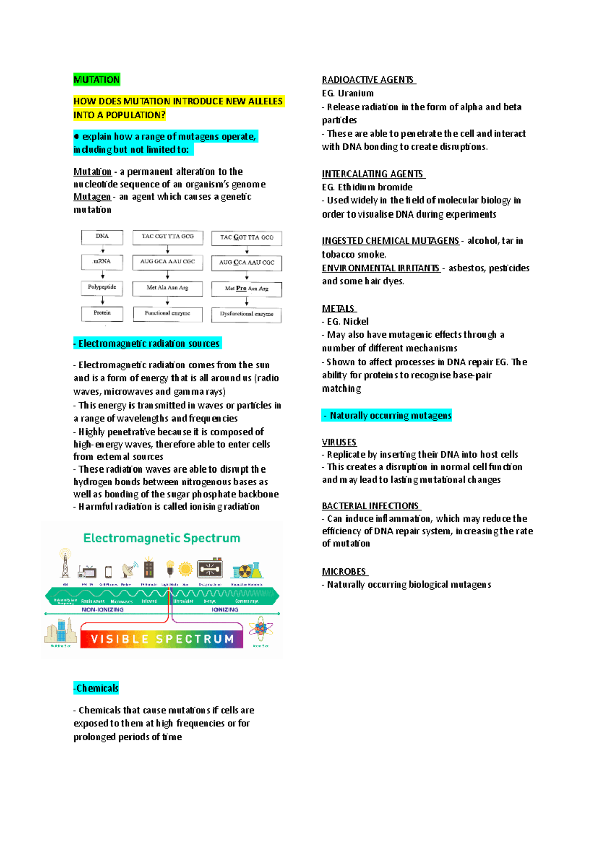 BIO MOD 6 - Biology Mod 6 Summary of Course Notes utilised to ...